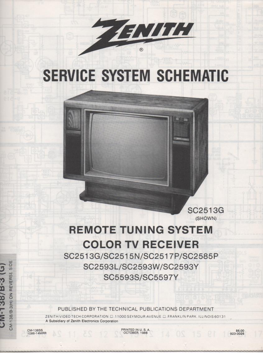 ZENITH TV SC5597Y TV Schematic